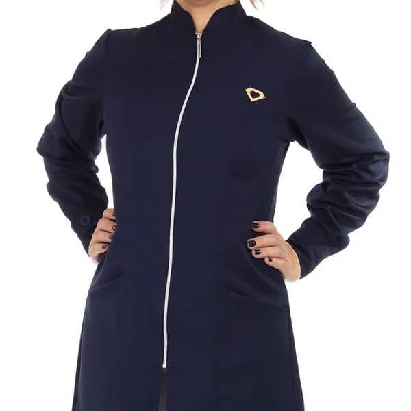 Jaleco Feminino Azul Marinho Gola Padre | Ninja Brindes